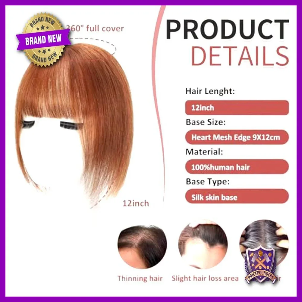 Accessories | Human Hair Topper With Bangs Seamless Invisible Base For ...